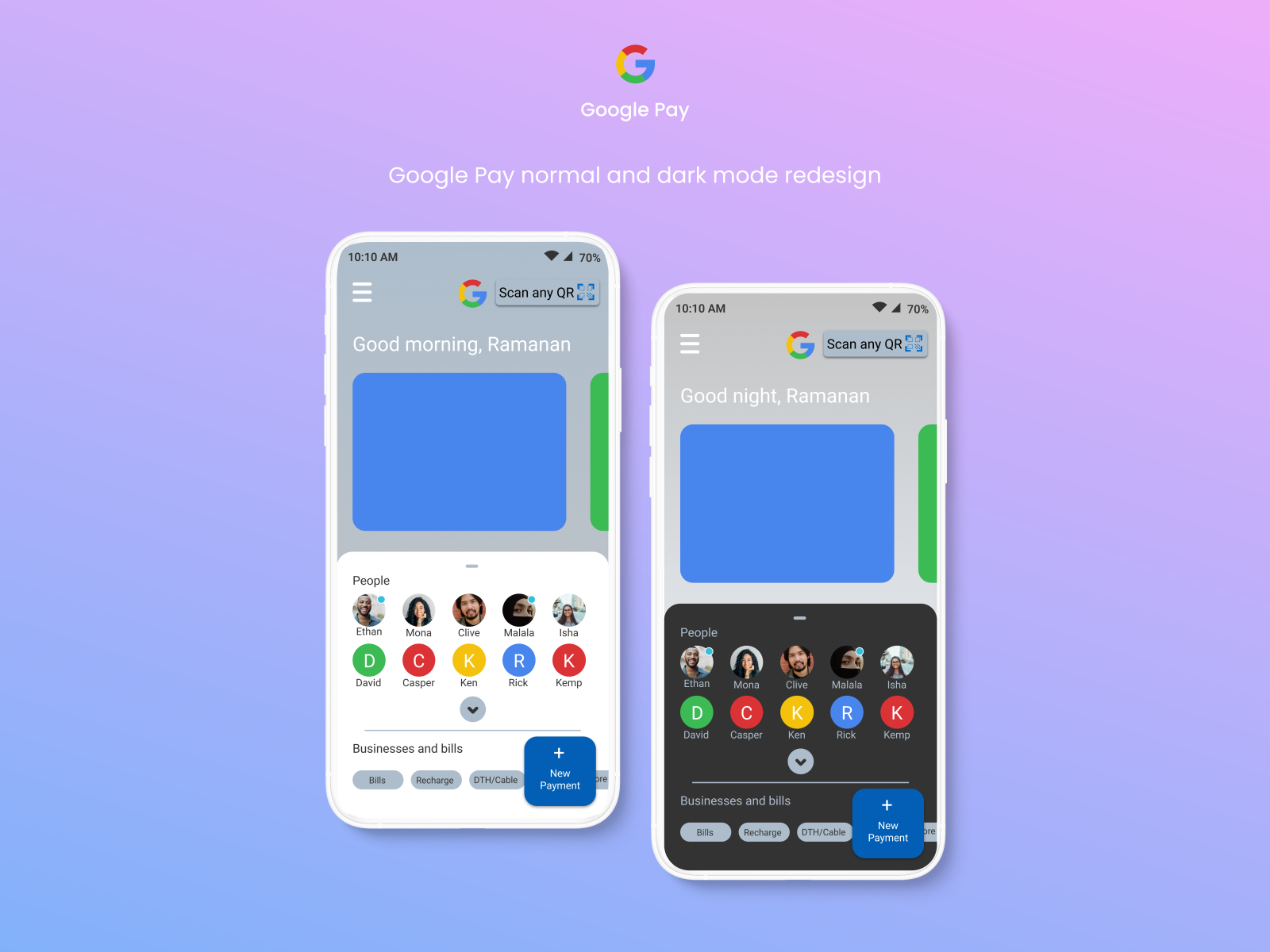 Google Pay Redesign 1 by Ramanan Ravichandran on Dribbble