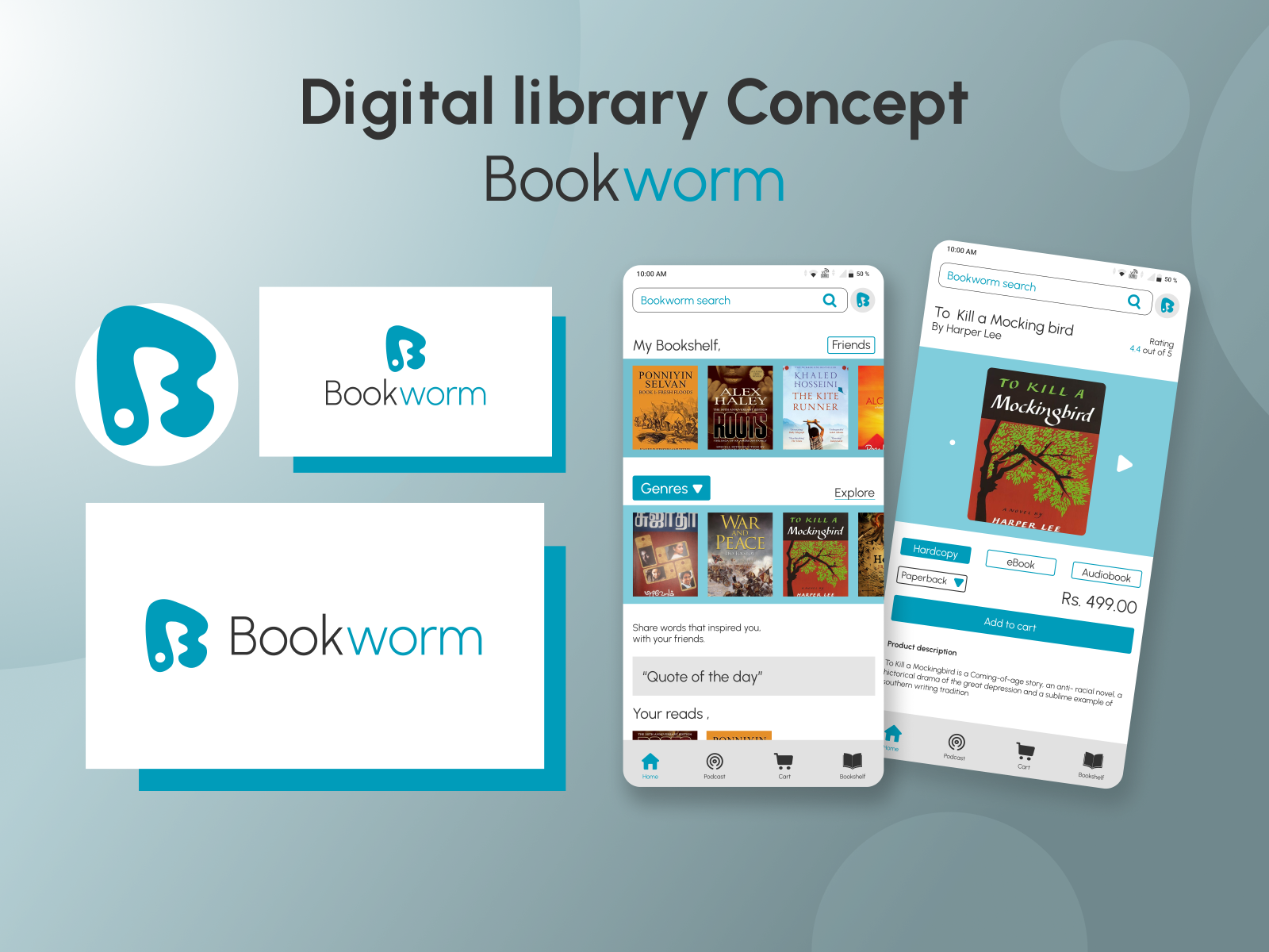 Mobile App Design Bookworm- A digital library and e comm app by Ramanan ...