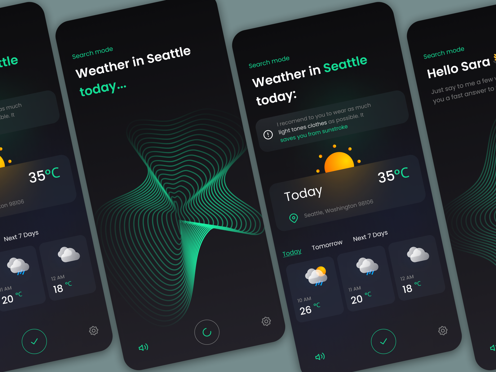 Weather App UI Concept | Voice Assistant by Eleonora Sorokina on Dribbble