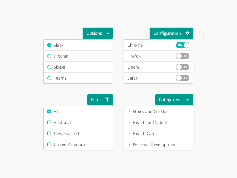 Dropdowns by Grant Purtle on Dribbble