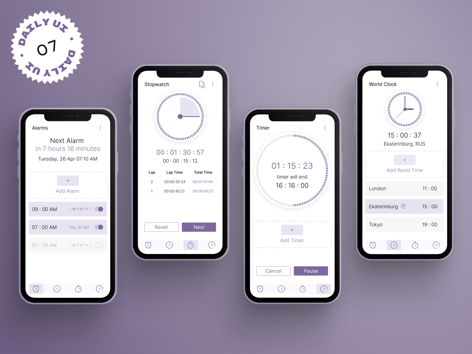 Daily UI 007 - Clock Setting by Evgeniy Mironov on Dribbble