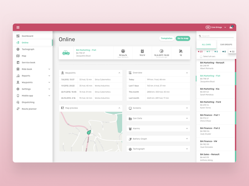 Fleet management app by Martin Suster on Dribbble