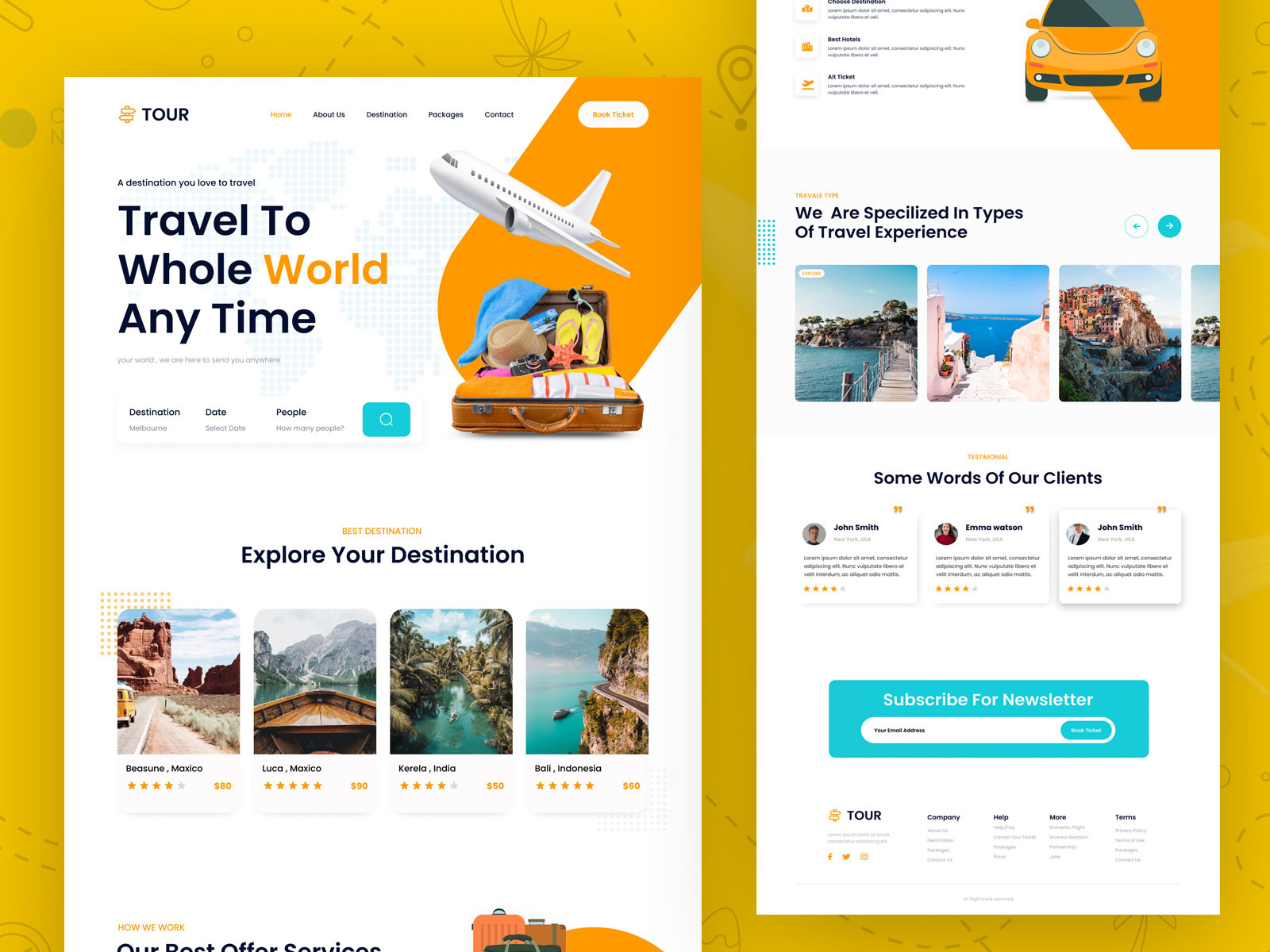 Tour - Travel home Page by Sunil kumar on Dribbble