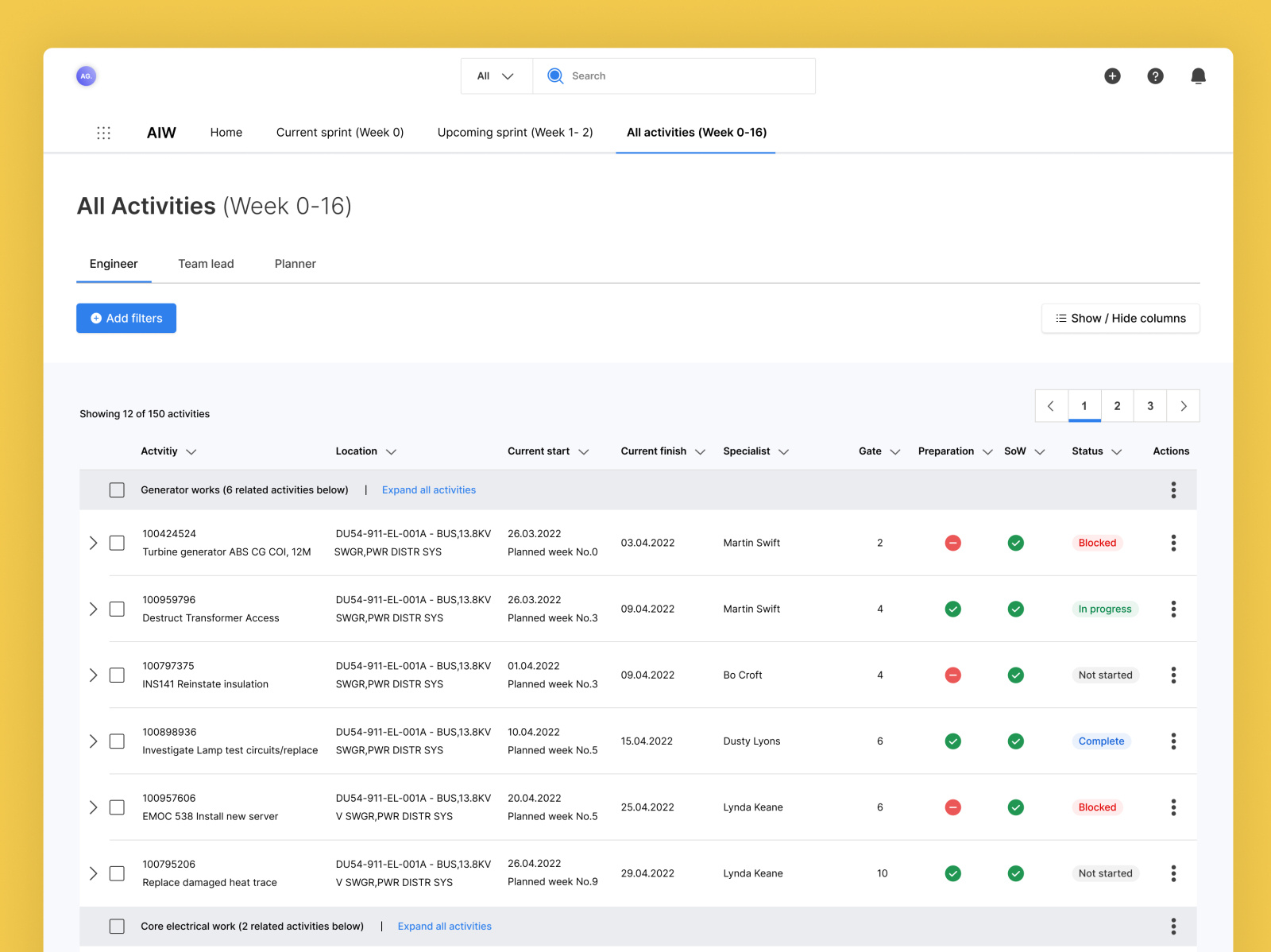 Internal business activity list by Anthony Gallagher on Dribbble