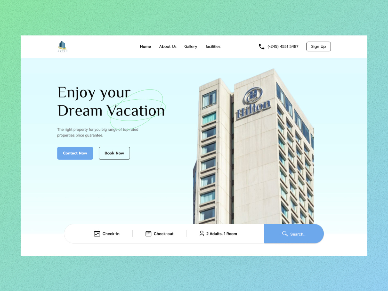 Hotel Booking Hero Section by JAHID ‌ on Dribbble