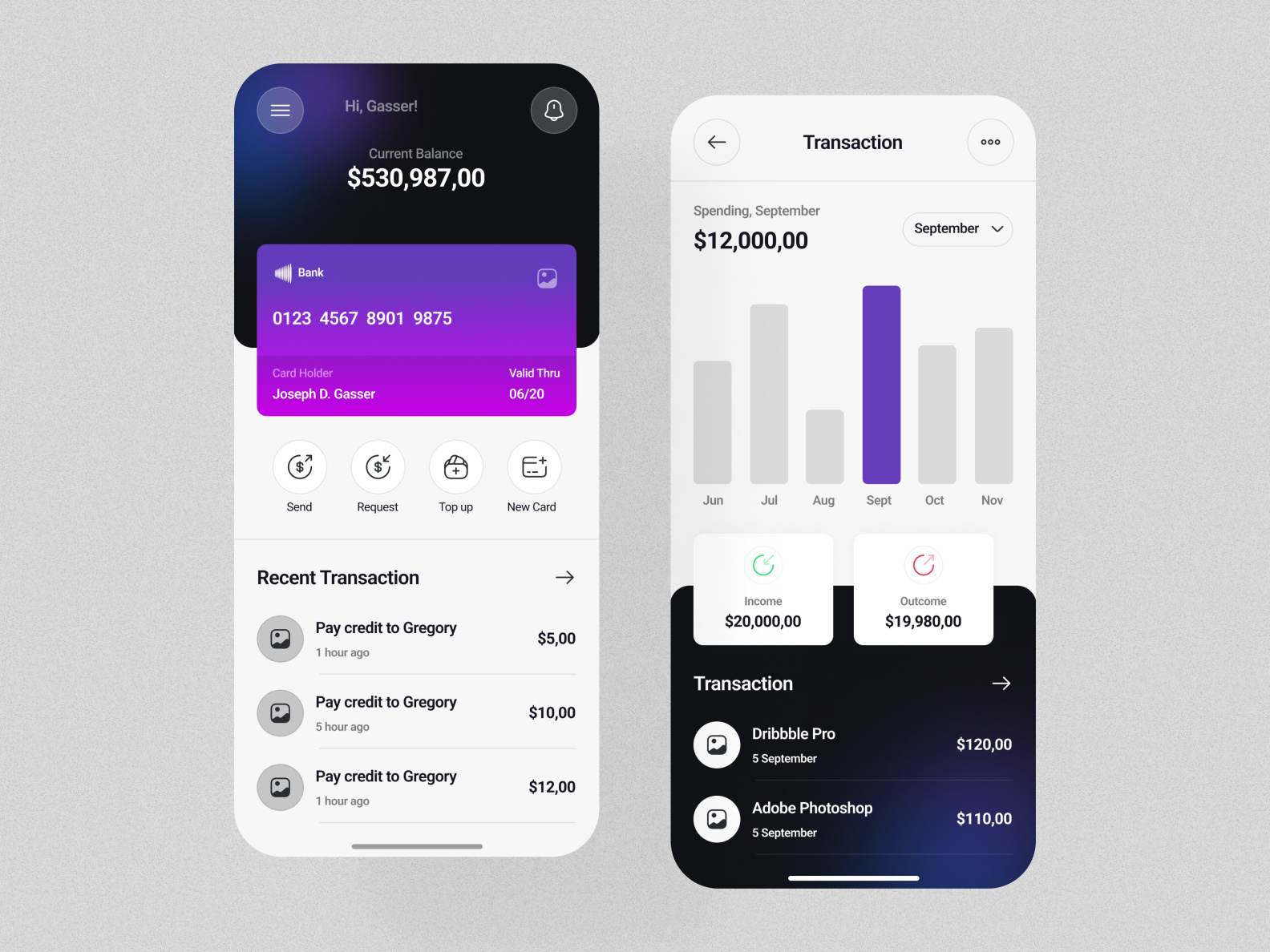 Banking App UI by JAHID ‌ on Dribbble