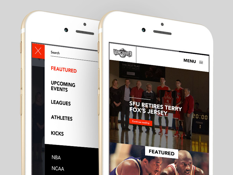 Vancouver Basketball Mobile Site by Niks on Dribbble