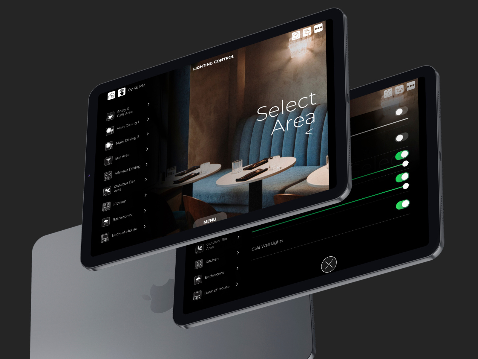 iPad App GUI for Venue Automation System by Ash Flower-Field on Dribbble