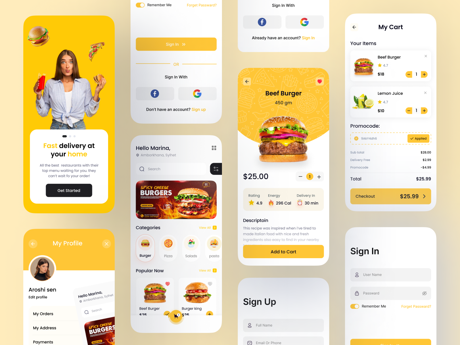Food Delivery Mobile App UI UX Design by Delowar Hossain on Dribbble