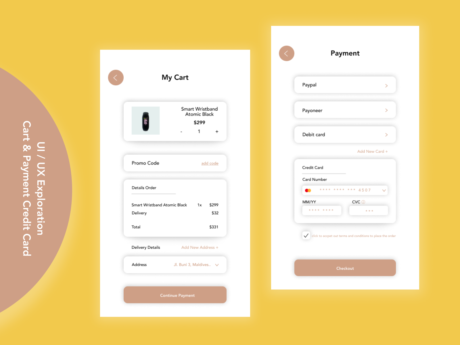 Exploration UI/UX Cart & Credit Card Payment Method by odhoacha on Dribbble