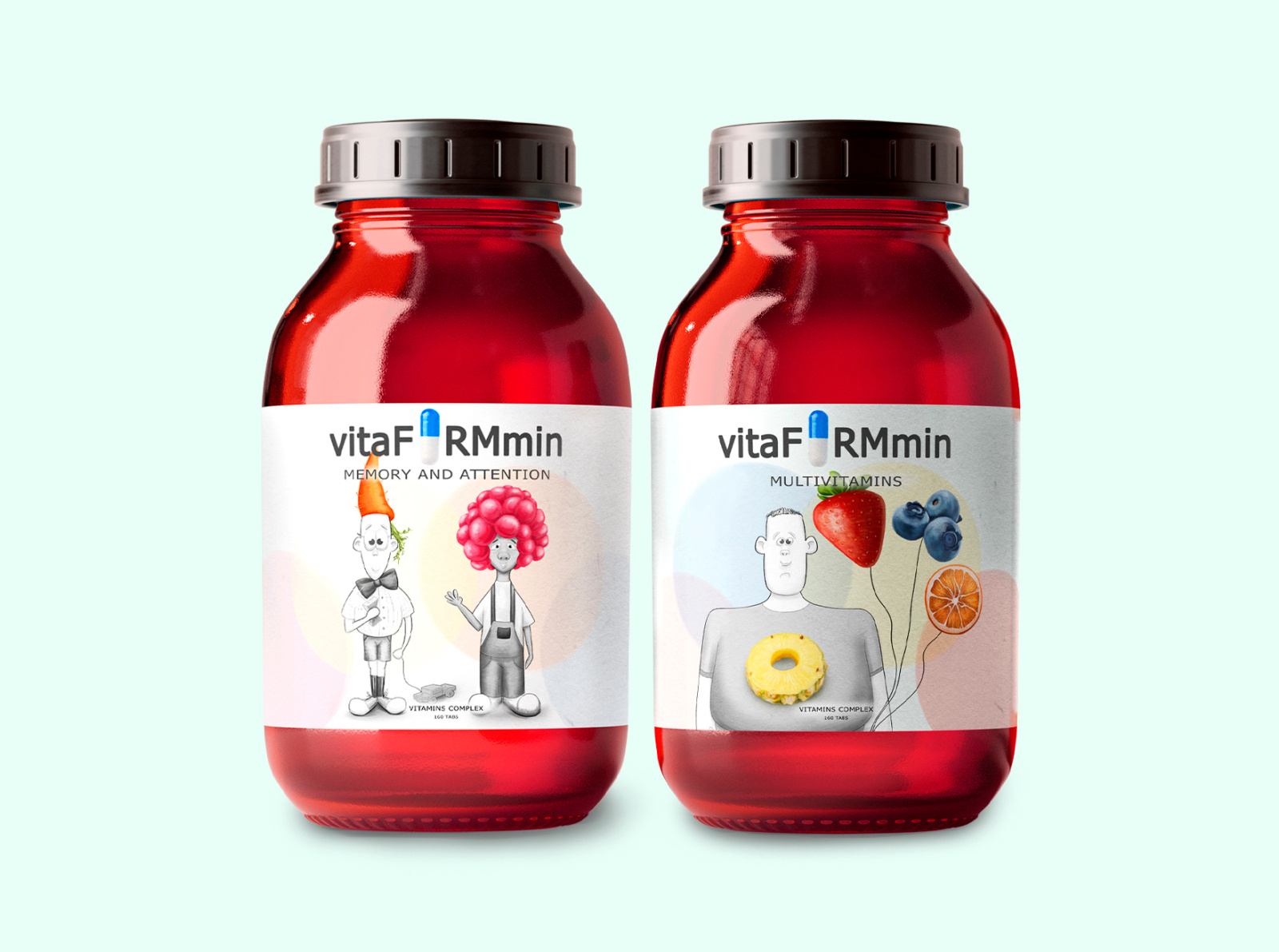 vitaFORMmin. Vitamins packaging. Character design. by Veronika Dunaeva ...
