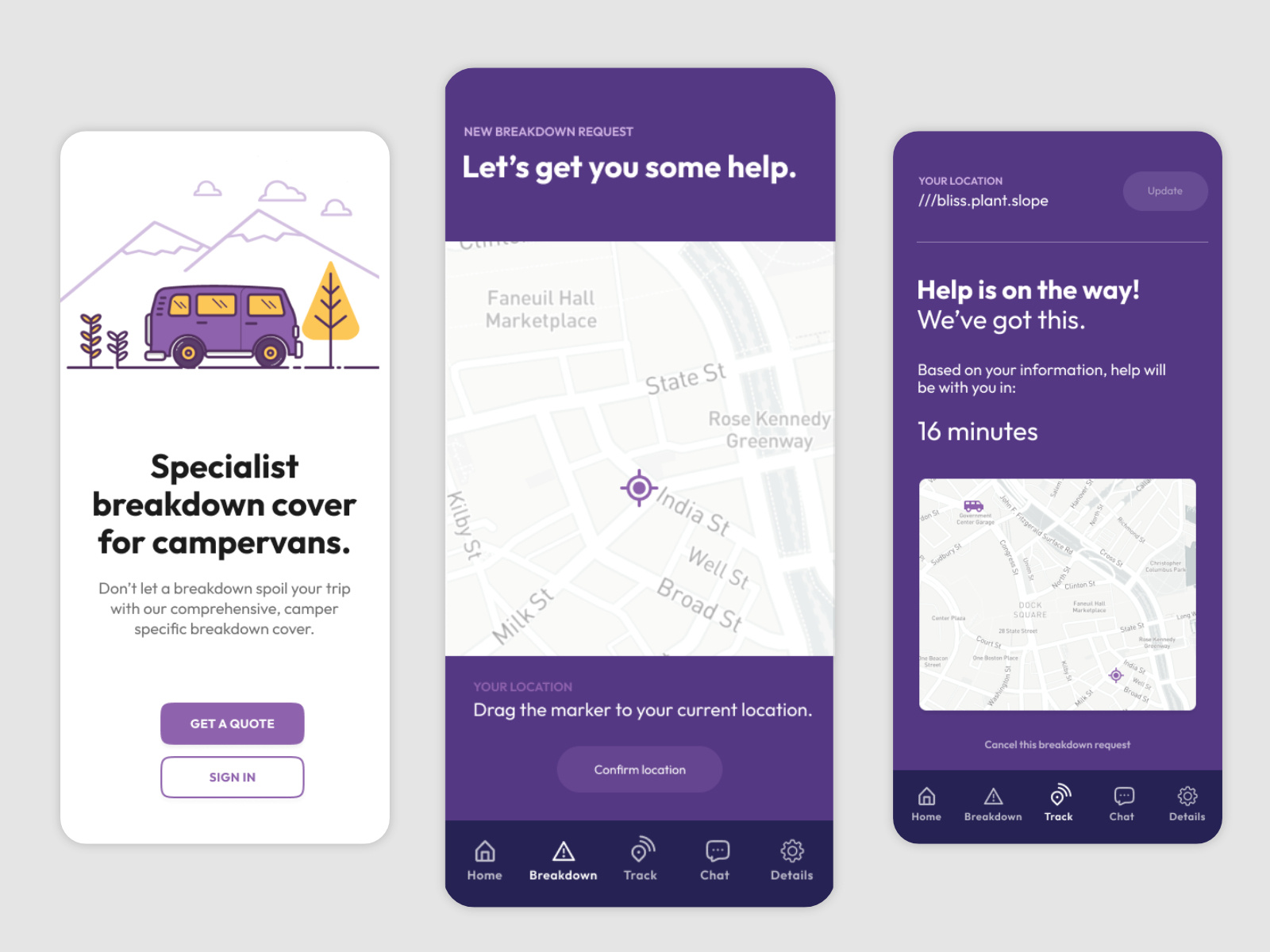 UI Design to track vehicle breakdown services by Rick Kirton on Dribbble