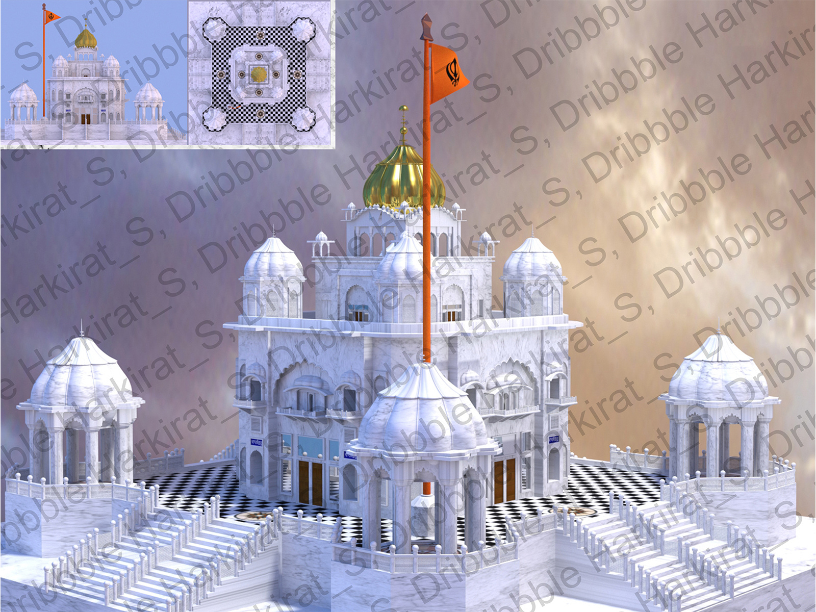 3D Temple (Gurudwara) by Harkirat singh on Dribbble