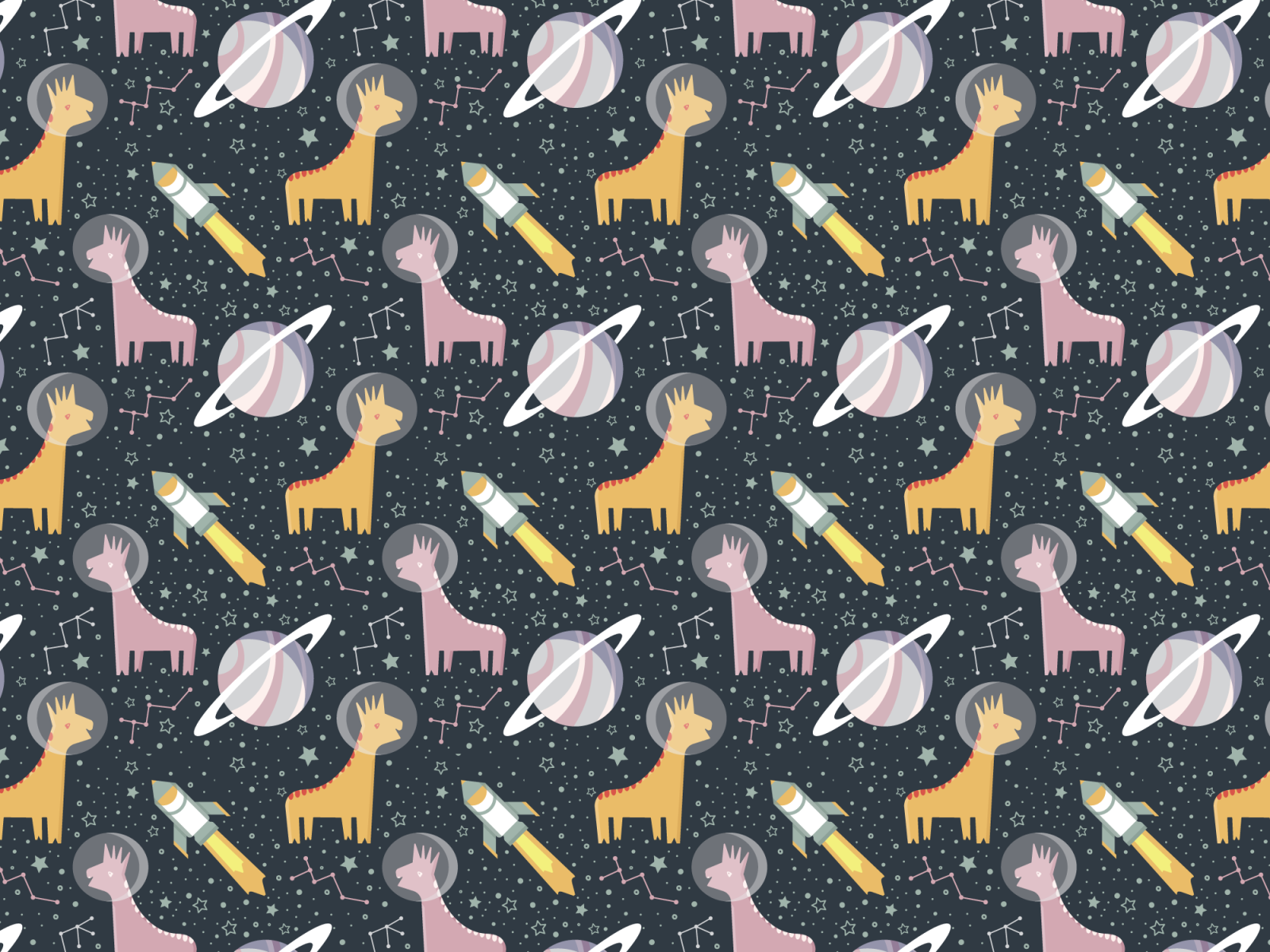 Hand Drawn Moose in Space Pattern by Akib Zabed on Dribbble