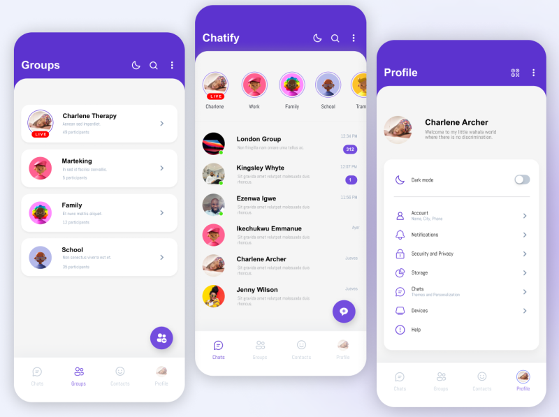 Chatify App by Kingsley Ezechukwu on Dribbble
