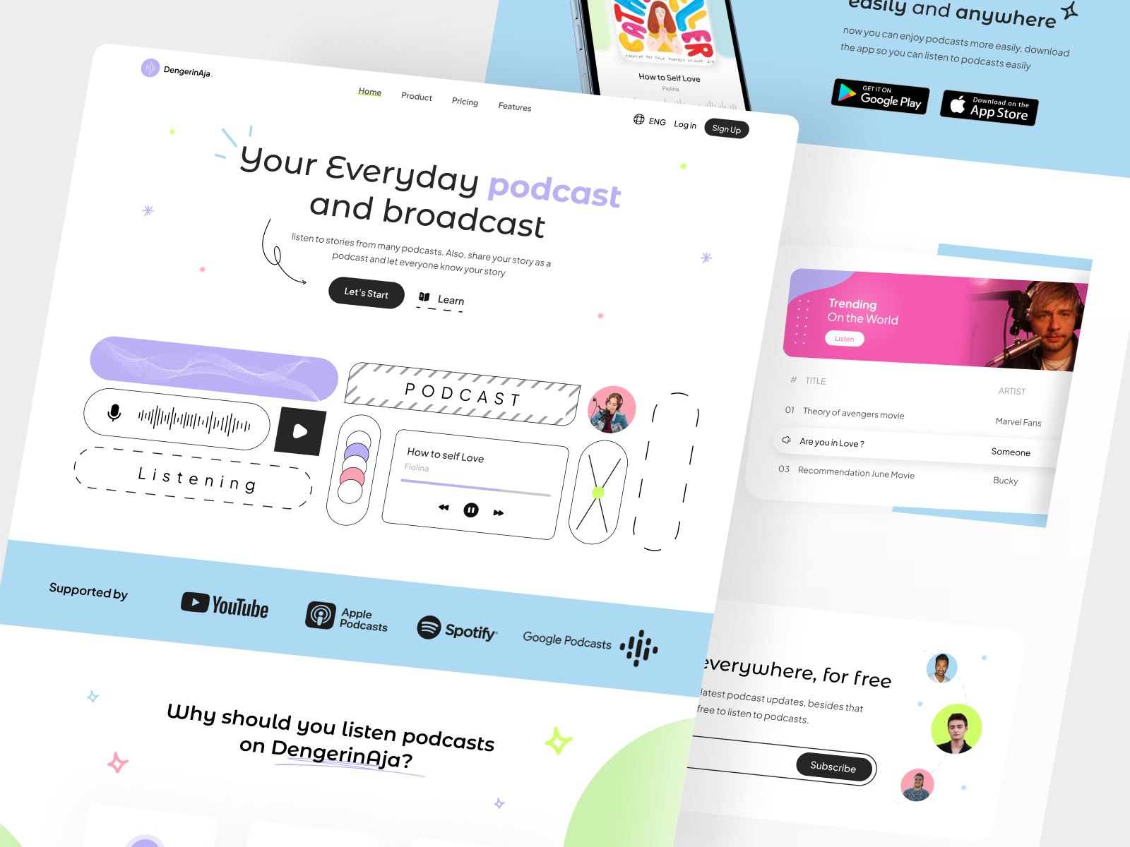 Podcast Landing Page by fiolina on Dribbble