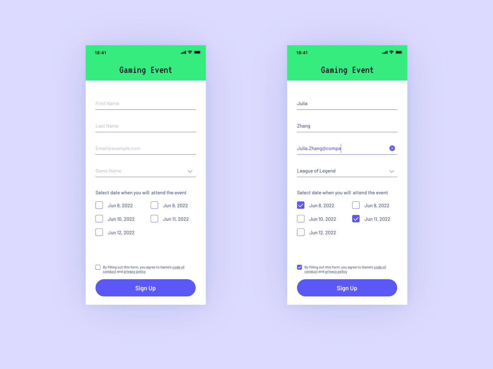 Daily UI - Sign Up by JingL on Dribbble