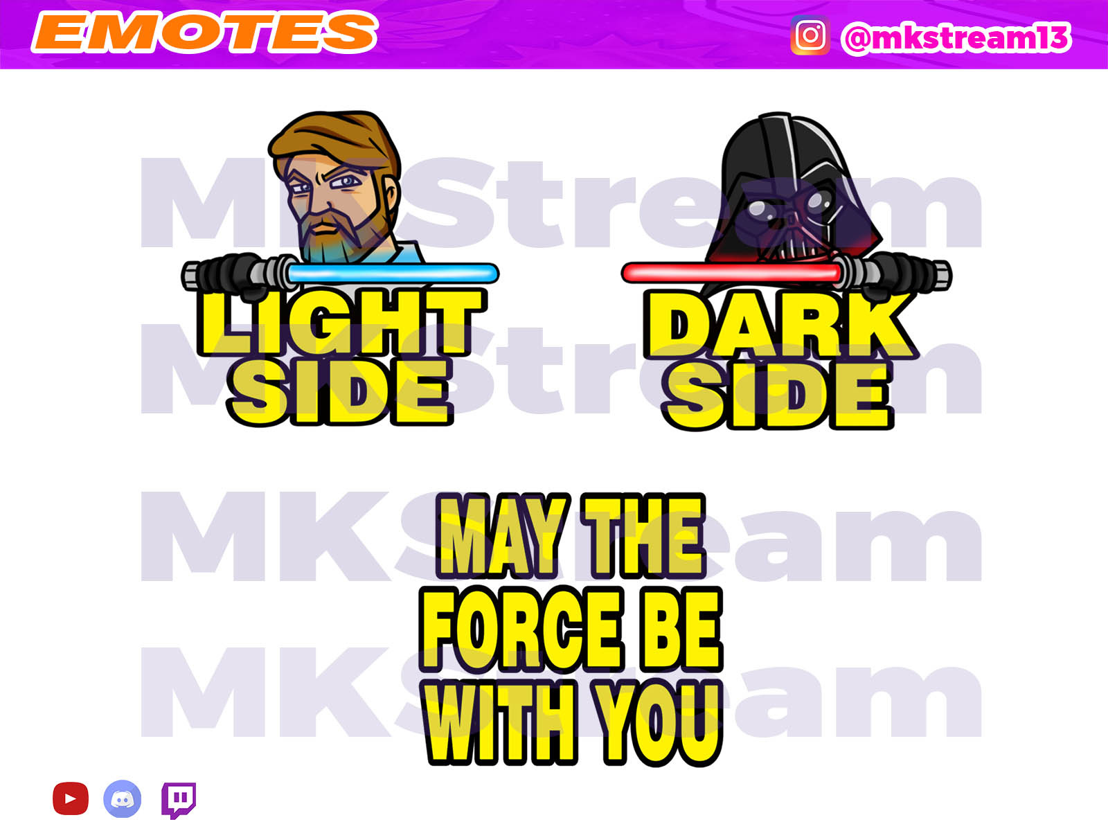 Twitch emotes star wars obi wan kenobi & darth vader pack by MKStream ...