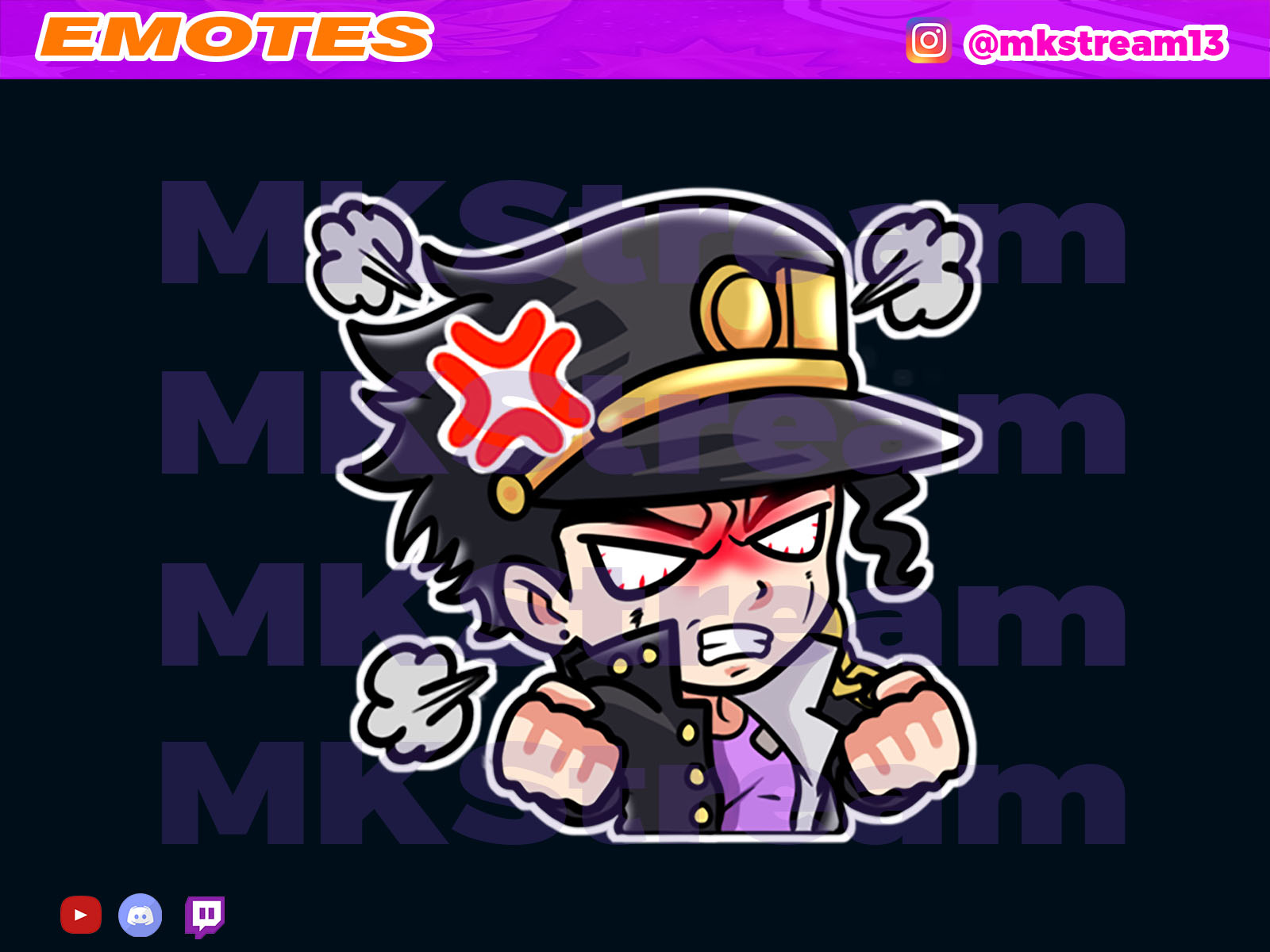 Twitch emotes jojo jotaro rage by MKStream on Dribbble