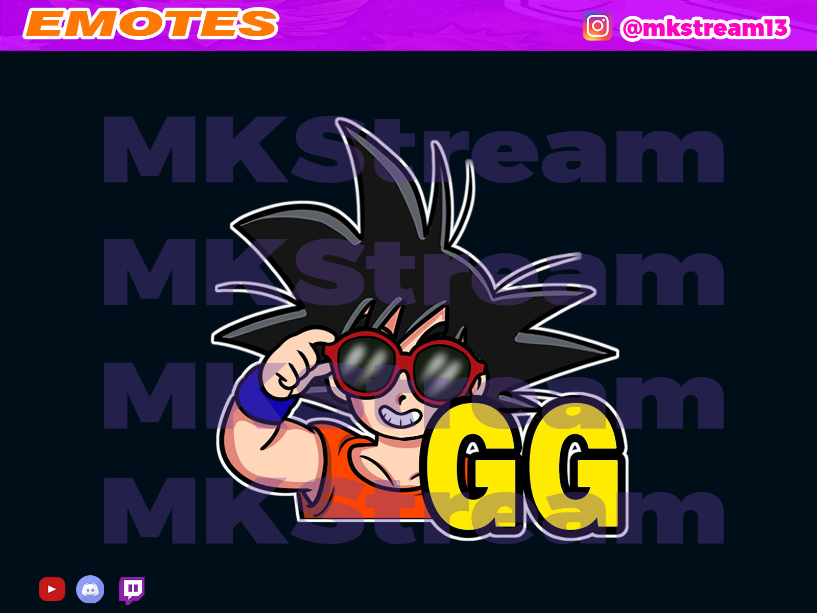 Twitch emotes kid goku cool gg by MKStream on Dribbble