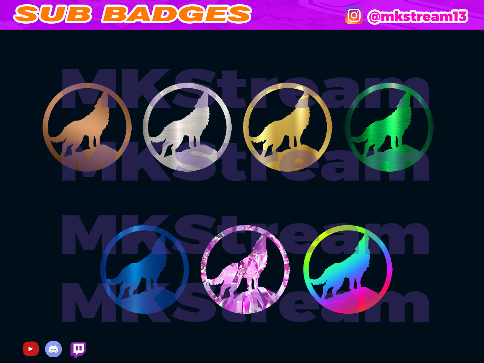 Twitch sub badges wolf growl pack by MKStream on Dribbble