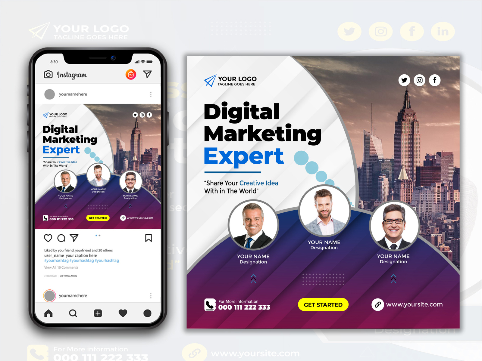 Social Media post template design by Al Mukabbir Sajib on Dribbble