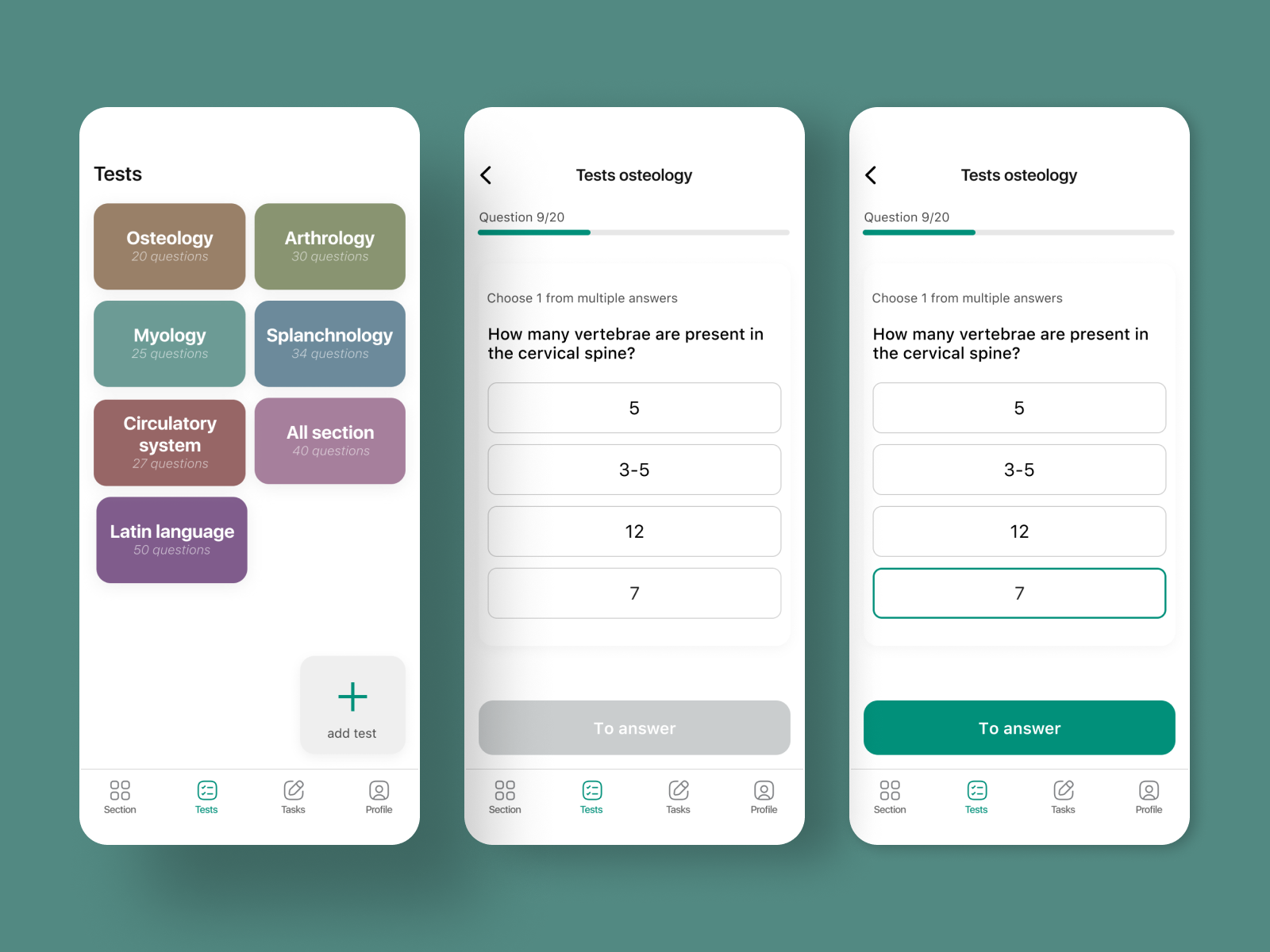 Anatomy app - tests by Elizaveta Bolshunova on Dribbble