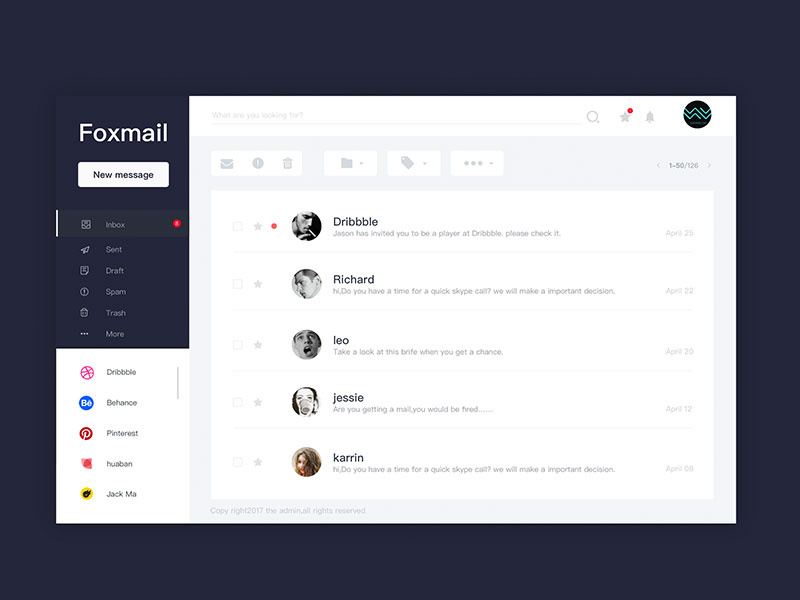 UI100-10-Email Application by 不垢 on Dribbble