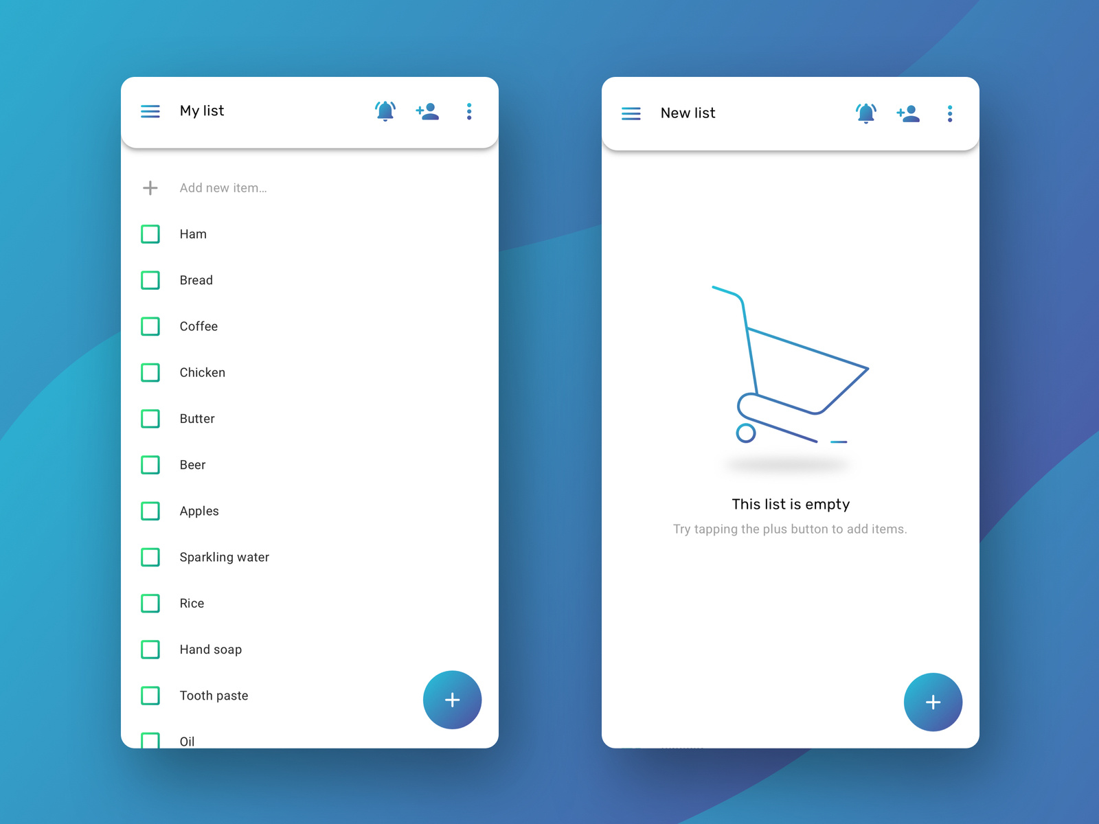 Shopping list — list screens by Ondřej Pešička on Dribbble