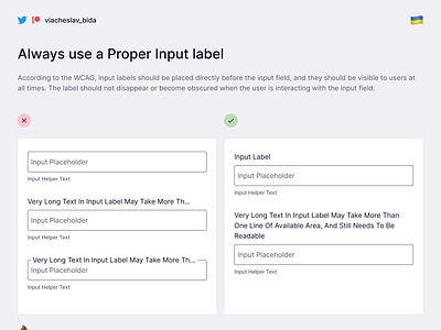 Always use a Proper Input label by Viacheslav Bida on Dribbble