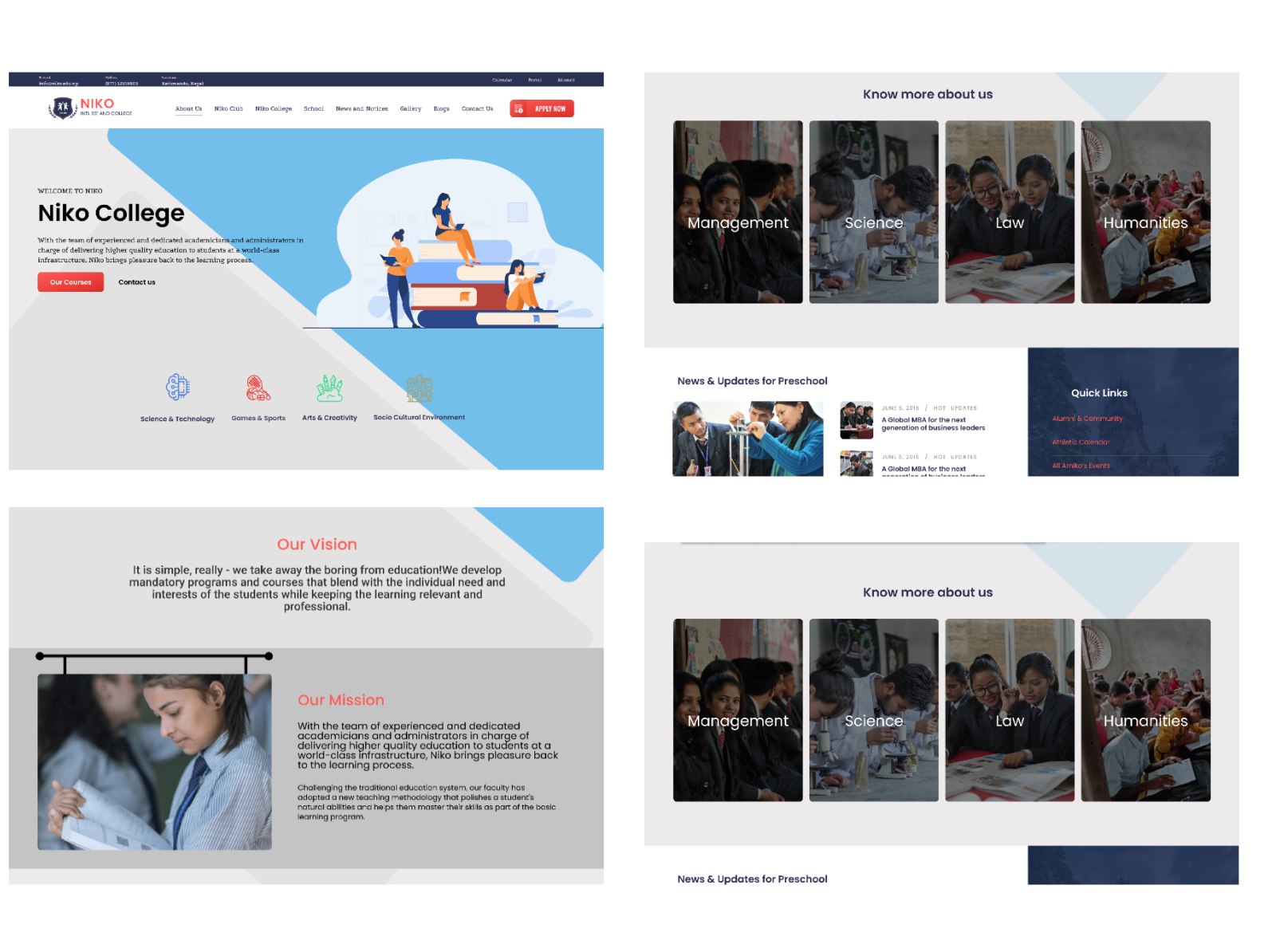 Web design demo for College by Swornim shrestha on Dribbble