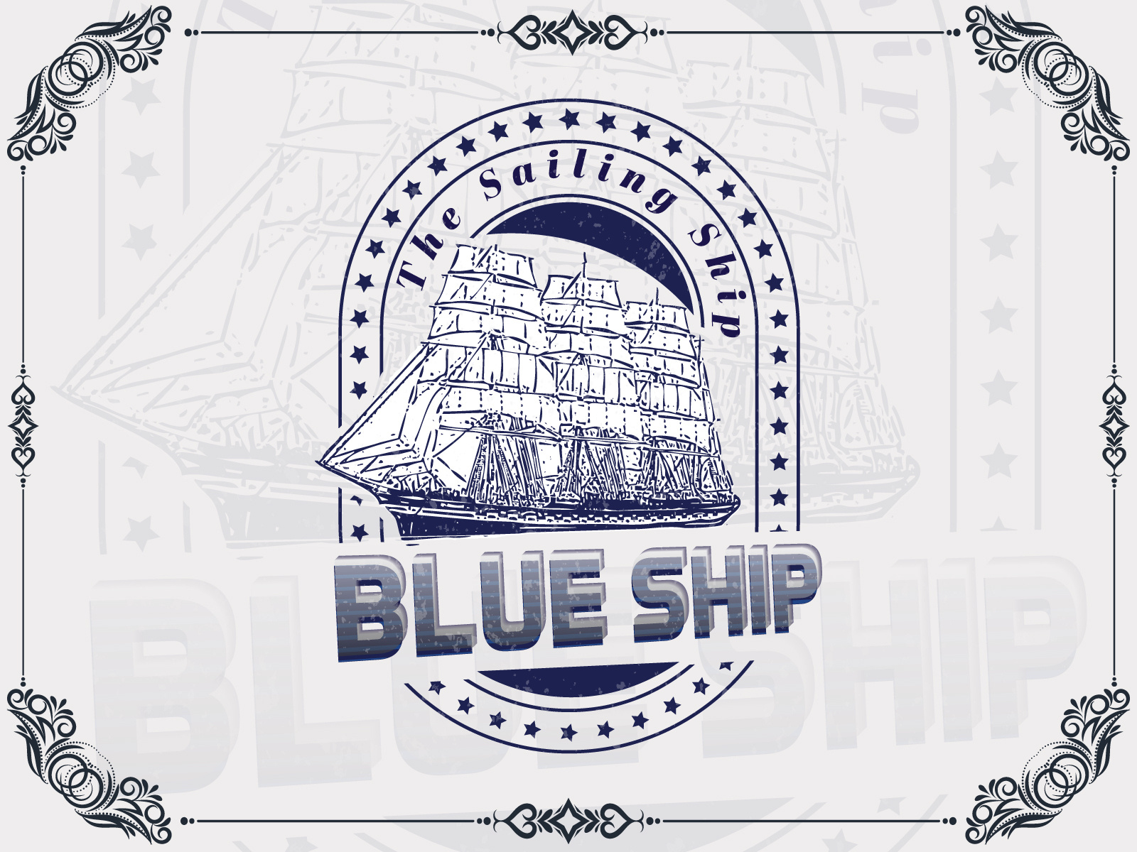 Blue Ship Vintage Logo by Batinur | Logo & Branding Specialist on Dribbble