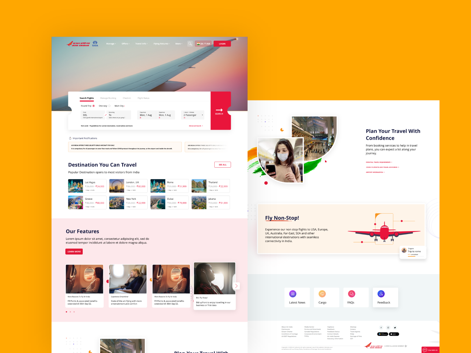 Air India website redesign concept by Manish Dhiman on Dribbble