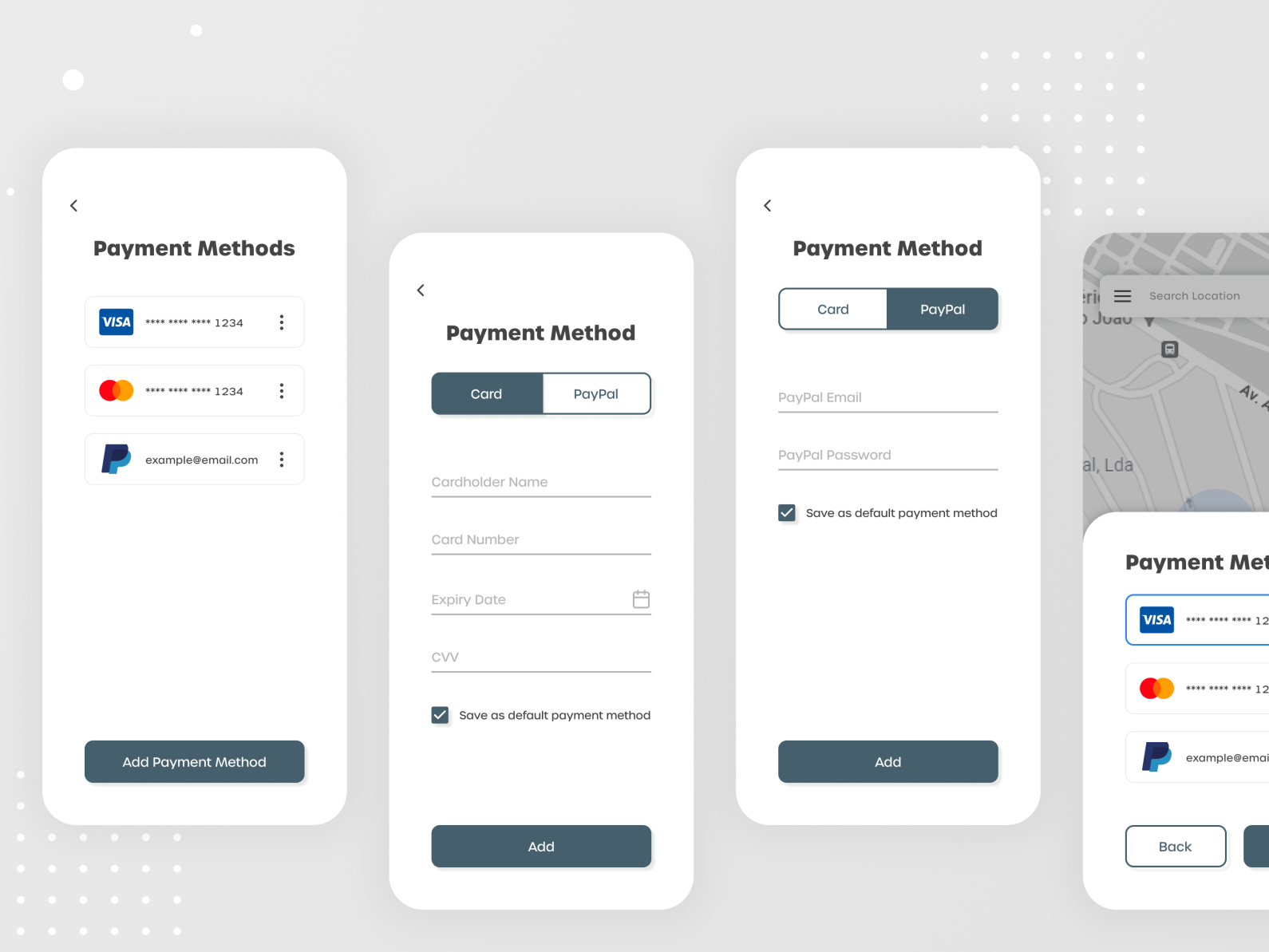 Payment Method Screens by Uroosa Arif on Dribbble