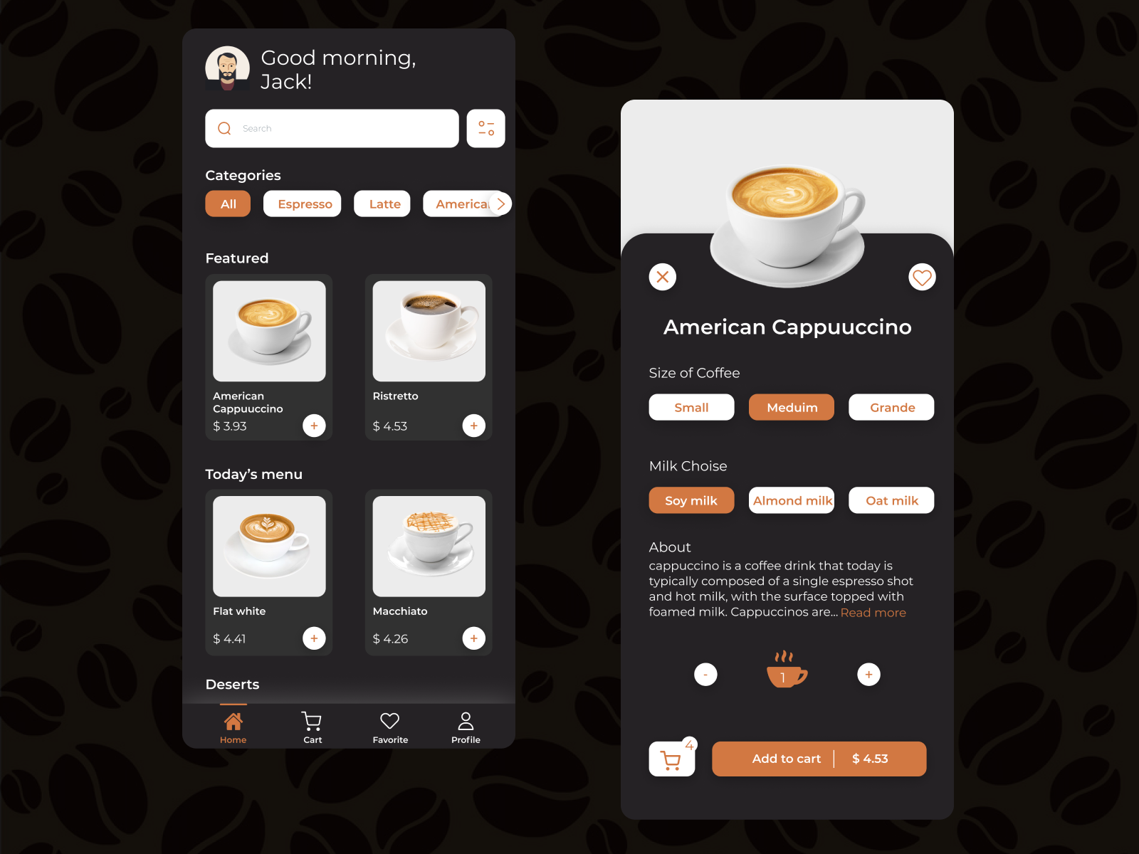 Coffee shop app shots by Rayan Merie on Dribbble
