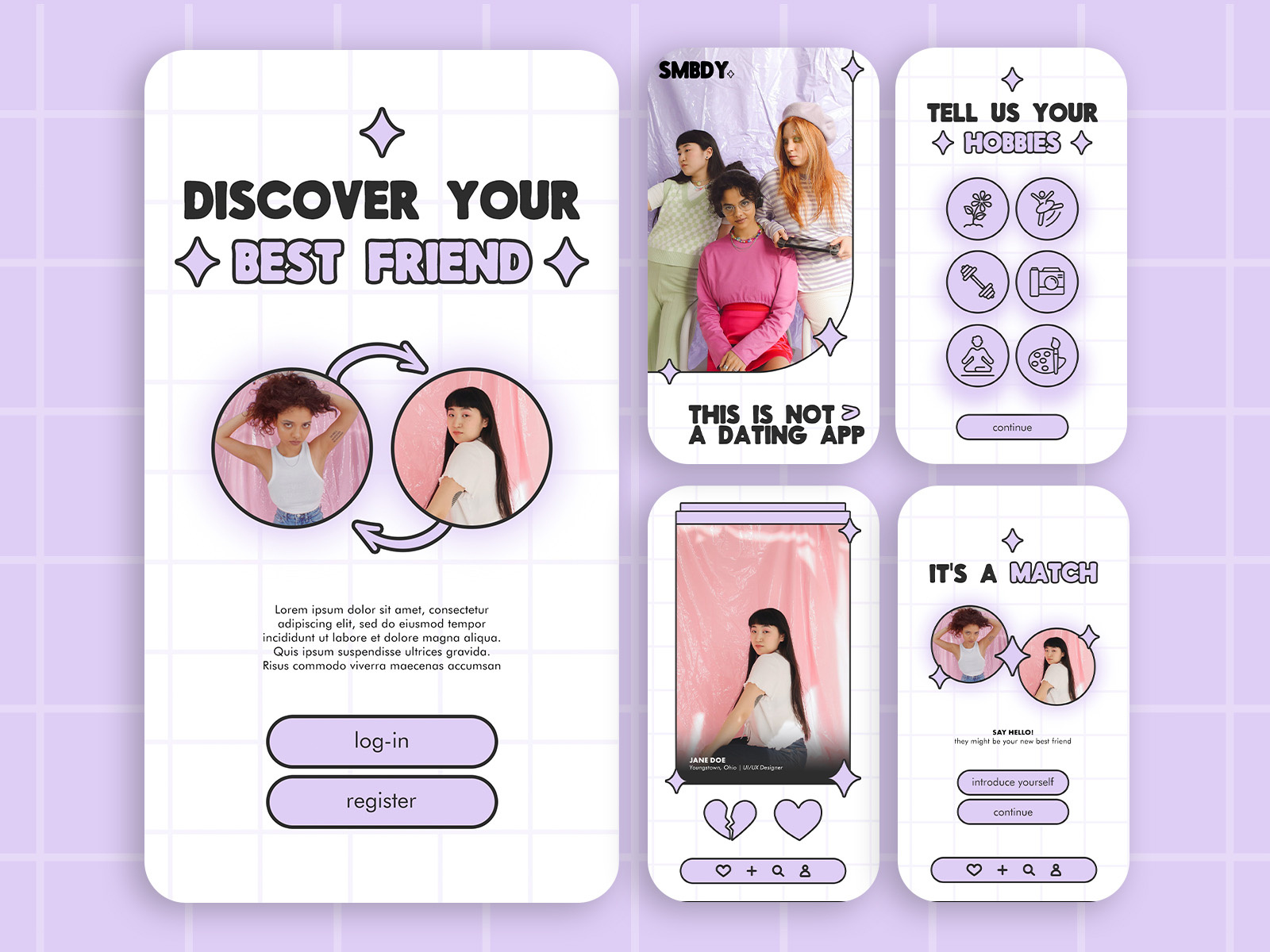 SMBDY - FRIENDSHIP "DATING APP" MOBILE APP CONCEPT by Claudia Reese on ...