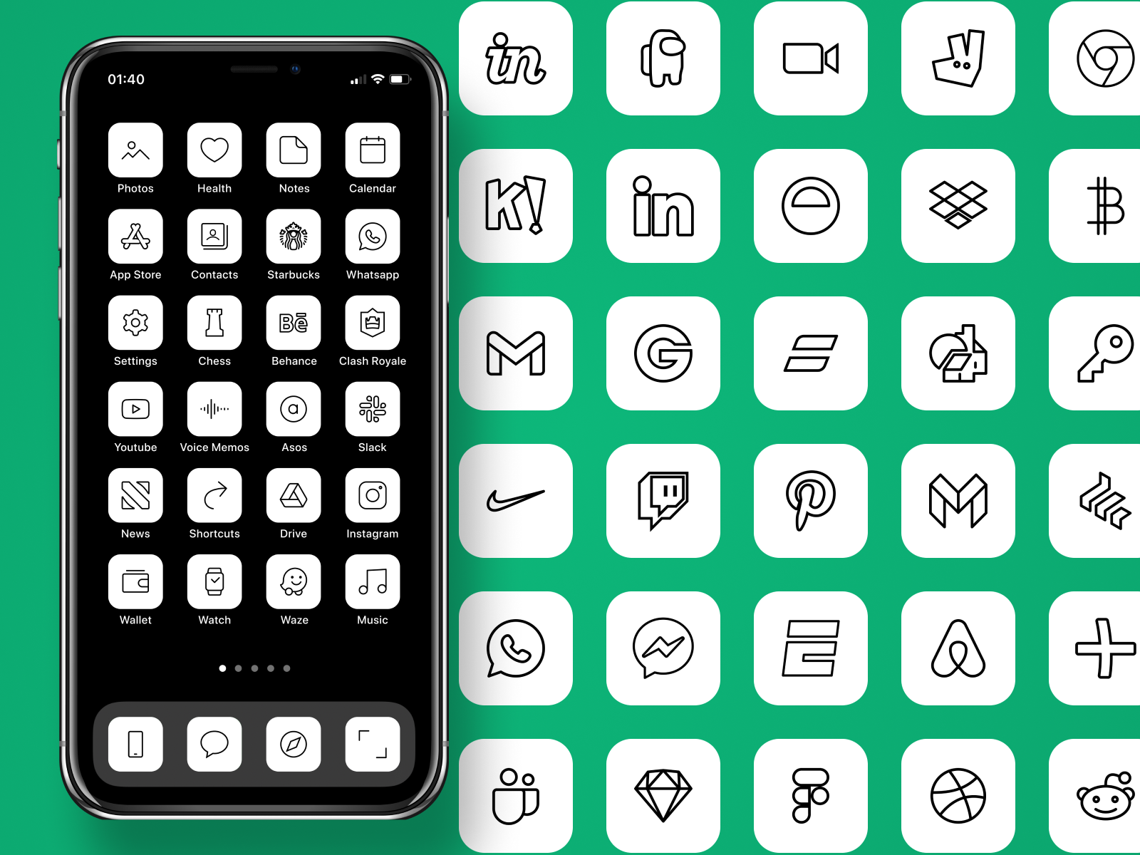 iOS 14 icon pack. - Minimal black by Sam Markham on Dribbble