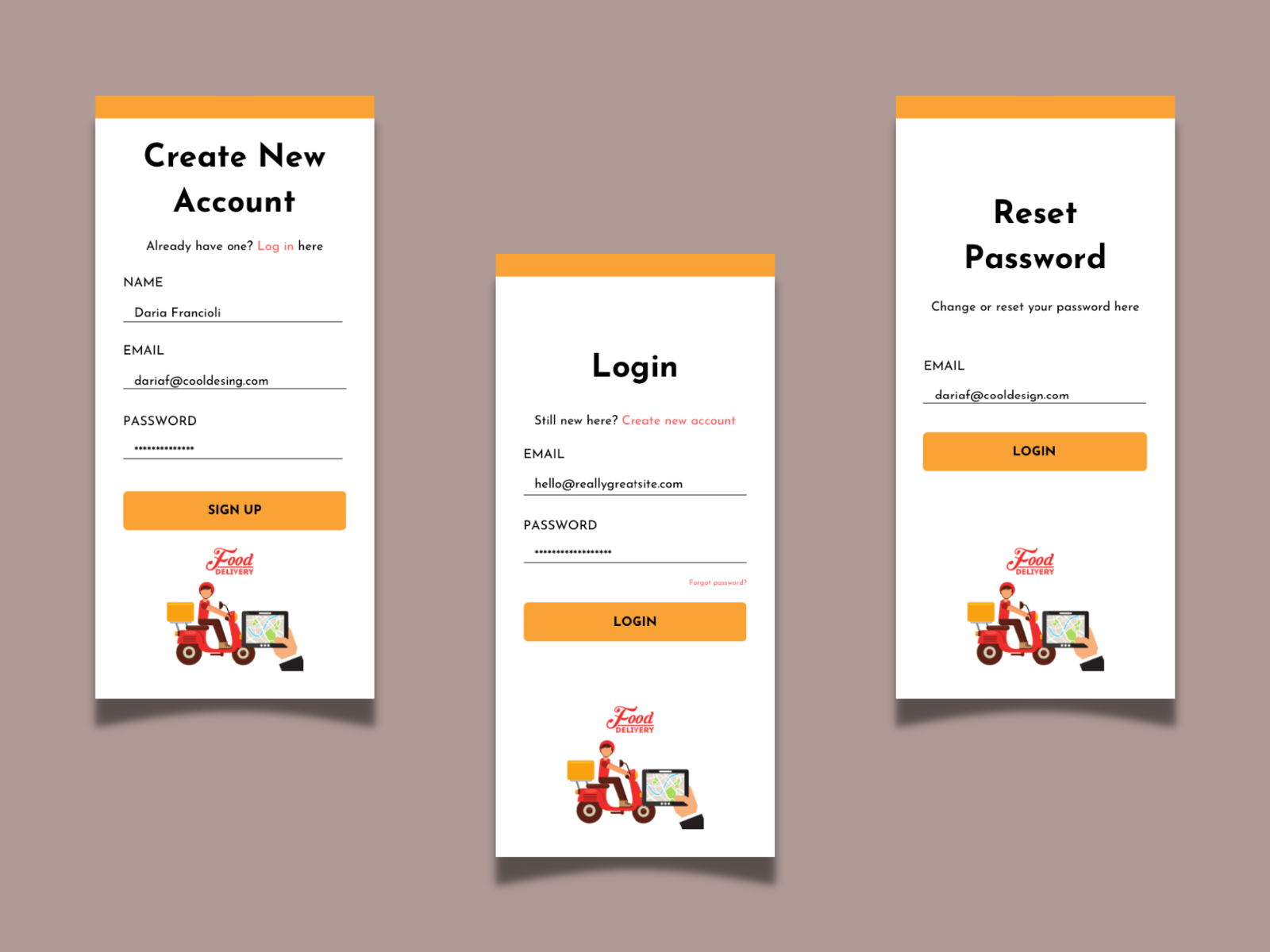 Food delivery Sign in page by Daria Francioli on Dribbble