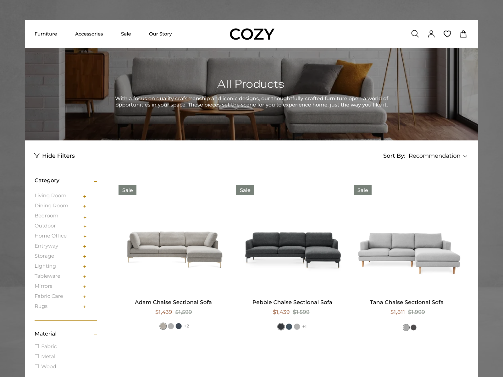 Cozy - A modern furniture store by Harvey Vo on Dribbble
