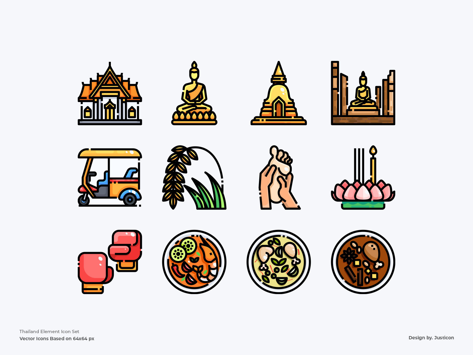 Thailand Element Icon Set by Justicon on Dribbble