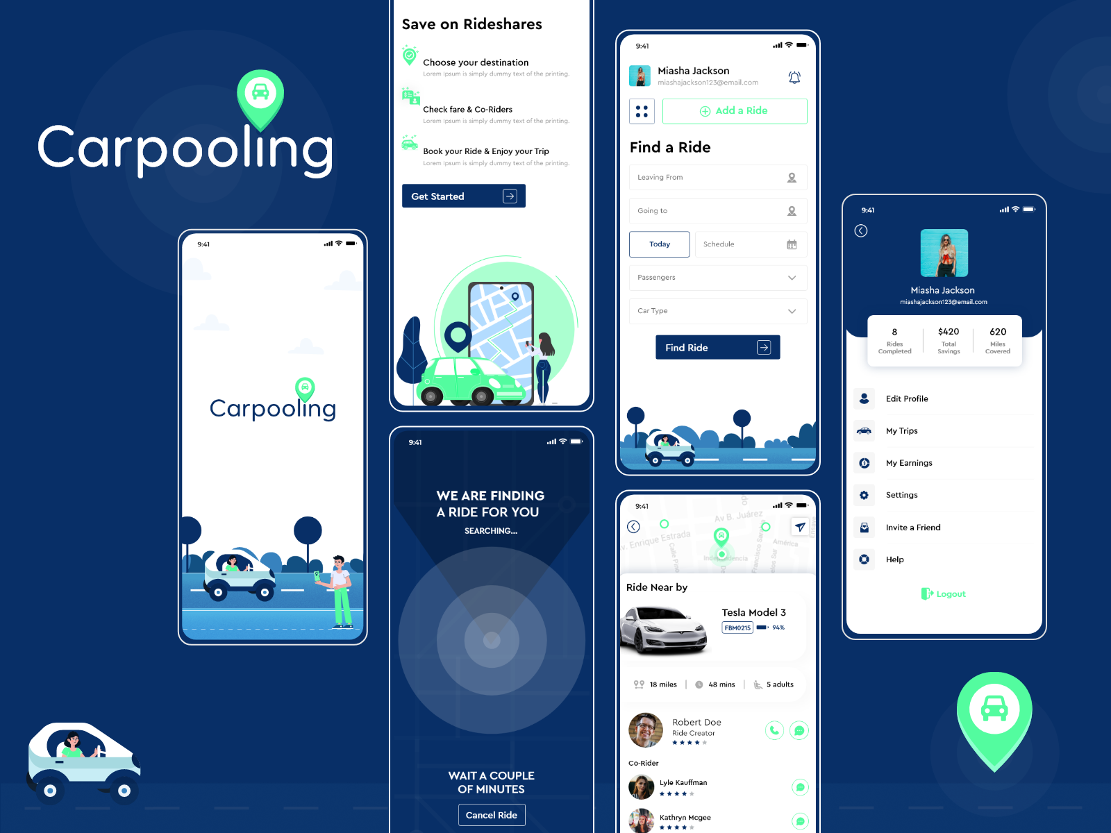Carpooling App by Codiant Software Technologies on Dribbble