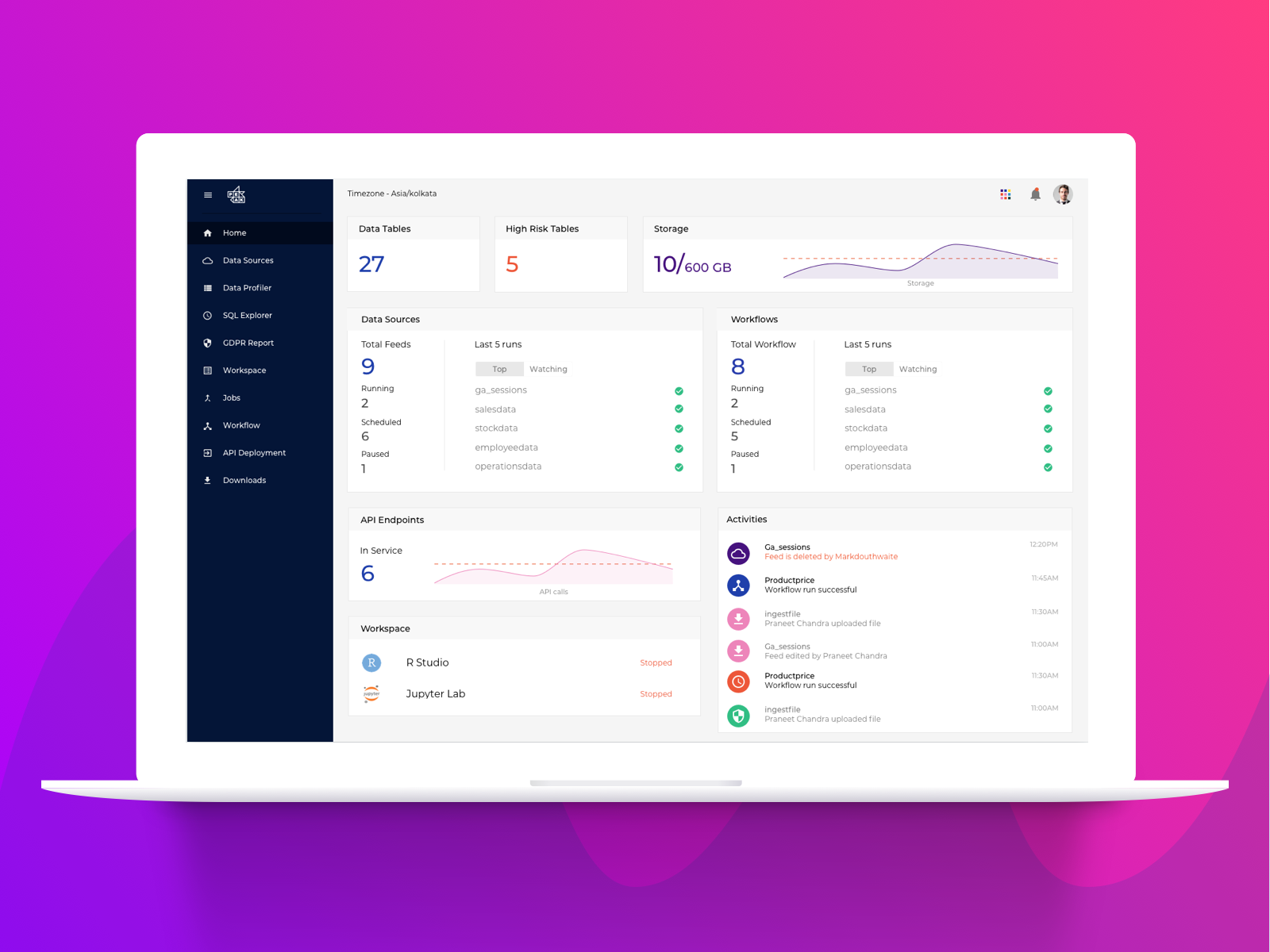 Data Science Workbench Dashboard by Avish Vijay on Dribbble