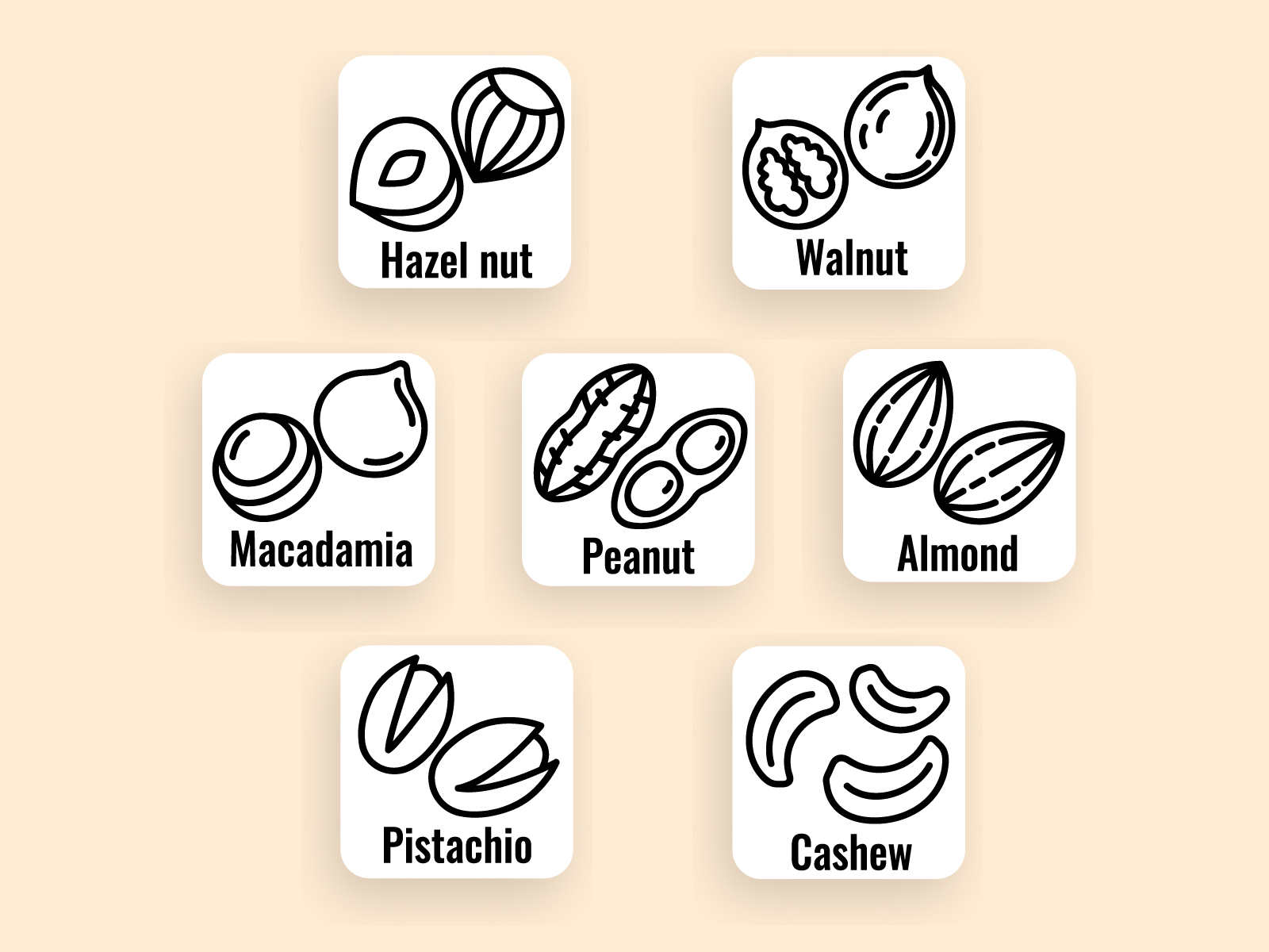 Nut icons set by Elena Barskaya on Dribbble