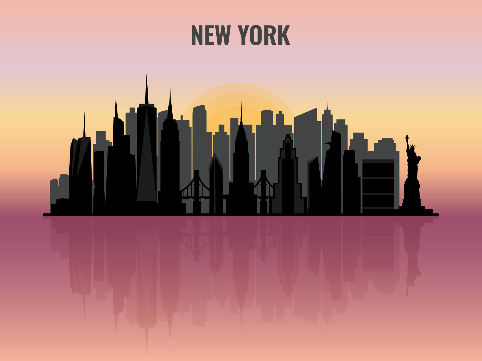 New York Skyline Silhouette Png