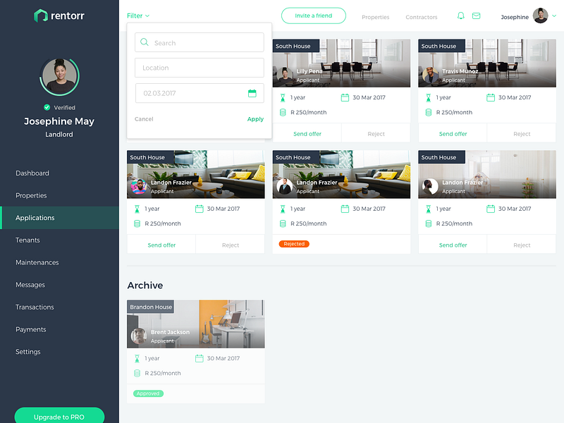 Landlords’ Rental Dashboard by Yulya for Mind Studios on Dribbble