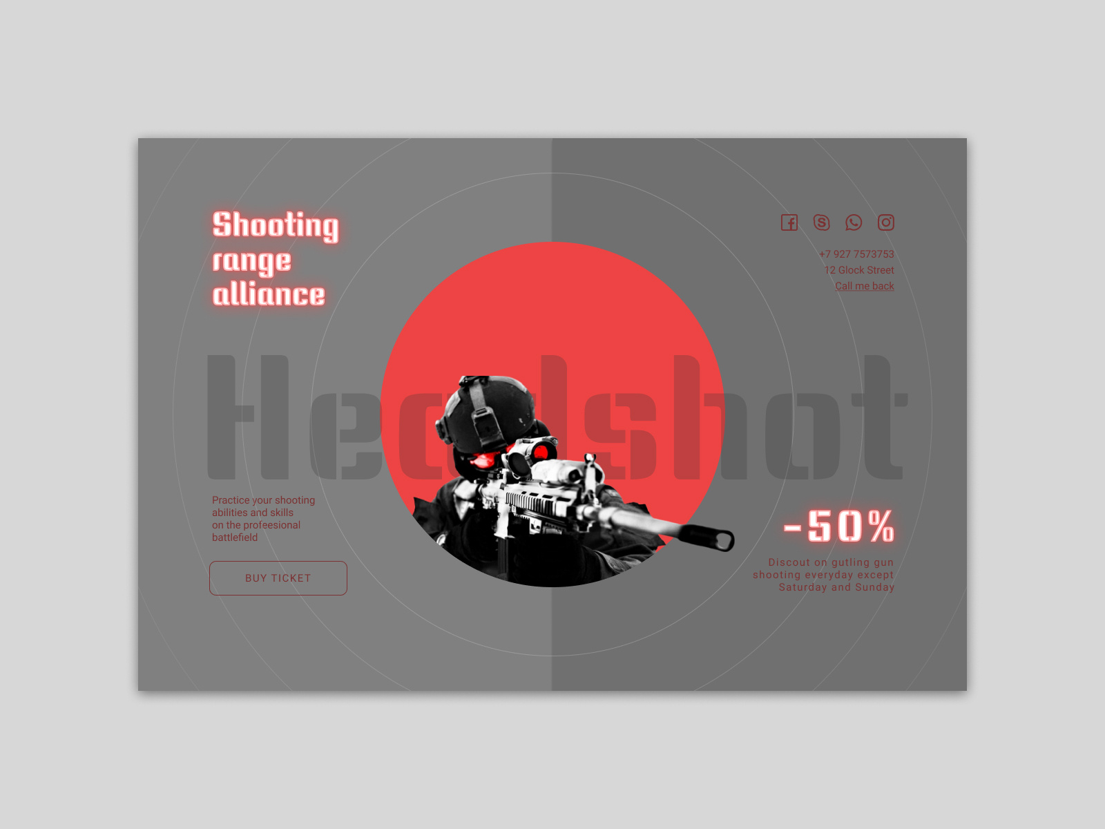 Shooting range web site design by Aleksandr Borovik on Dribbble