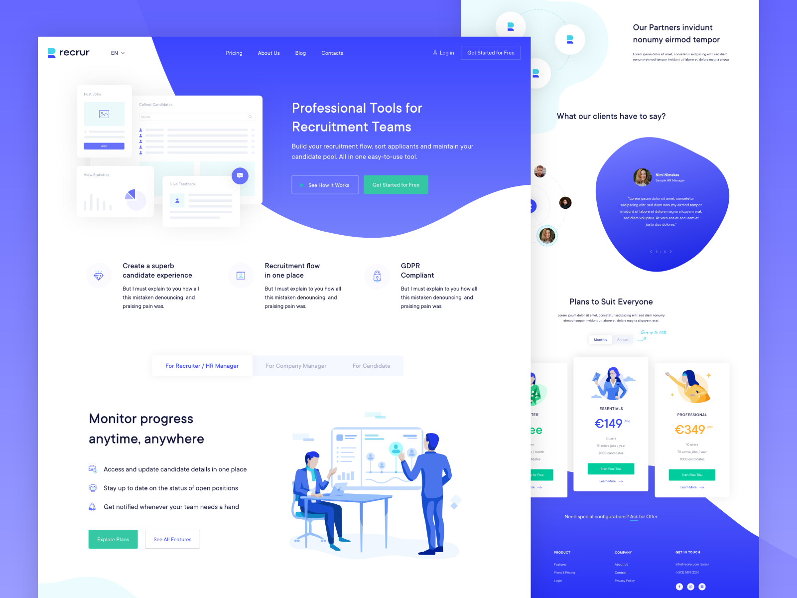 Recrur website by Rasmus Liiva on Dribbble