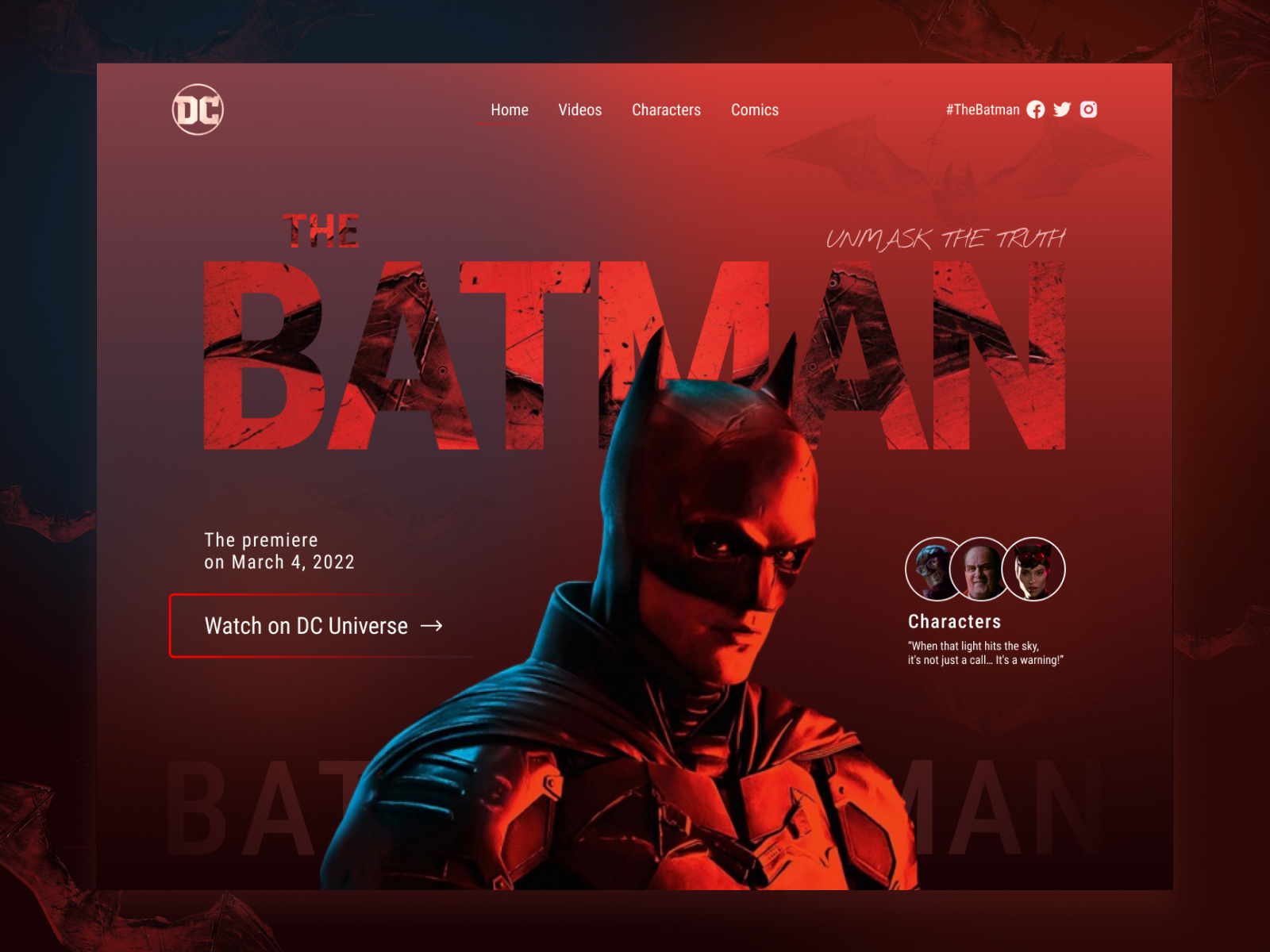 The Batman Movie Promo Homepage Design by Anastasia S. on Dribbble