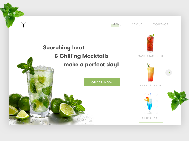 Mocktail Ordering Website by Barsa Tandukar on Dribbble