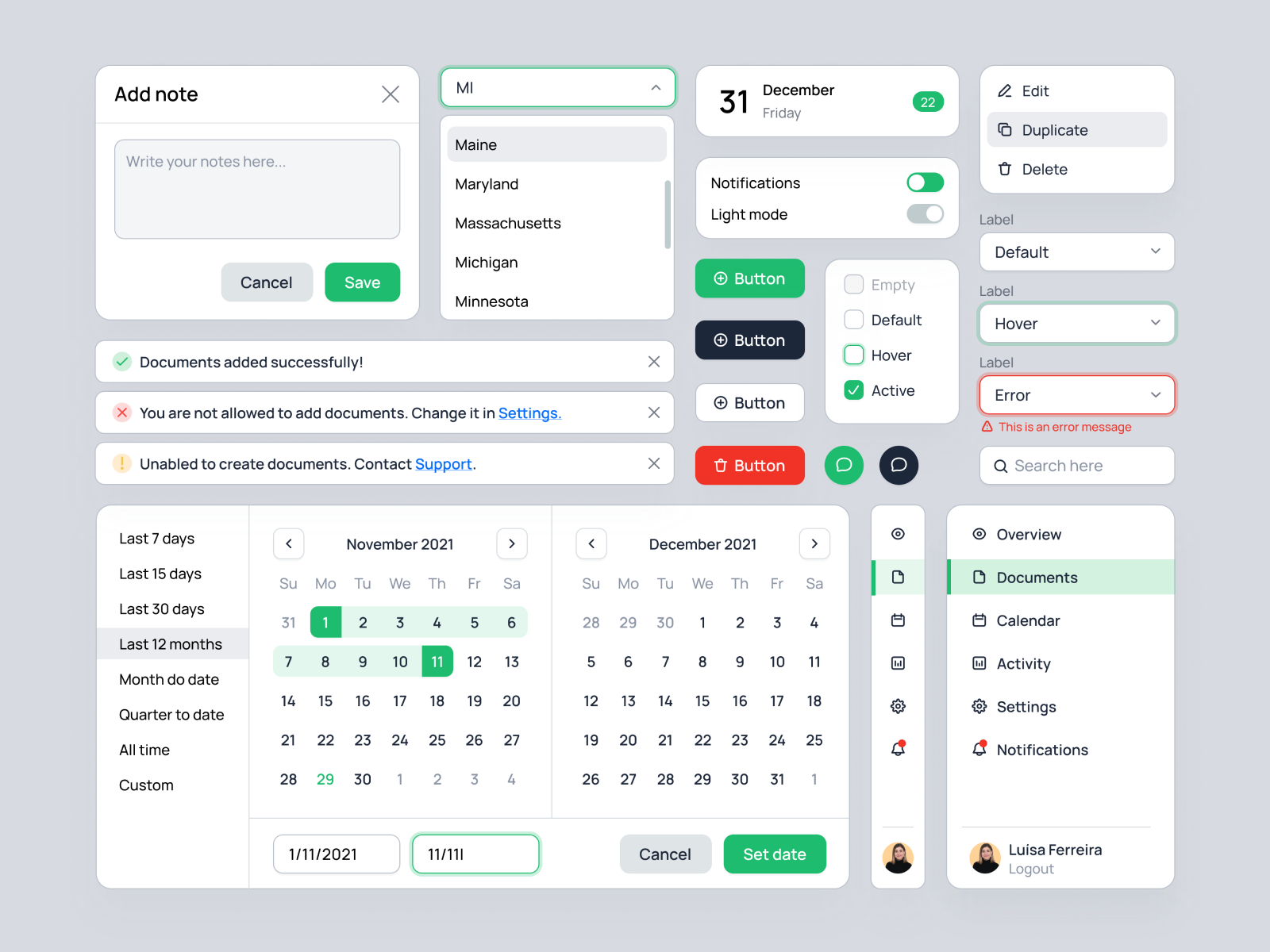 Design System Components by Ana Luísa Ferreira on Dribbble
